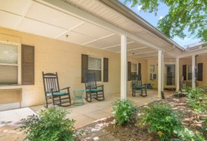 Comfortable patio for seniors in the garden